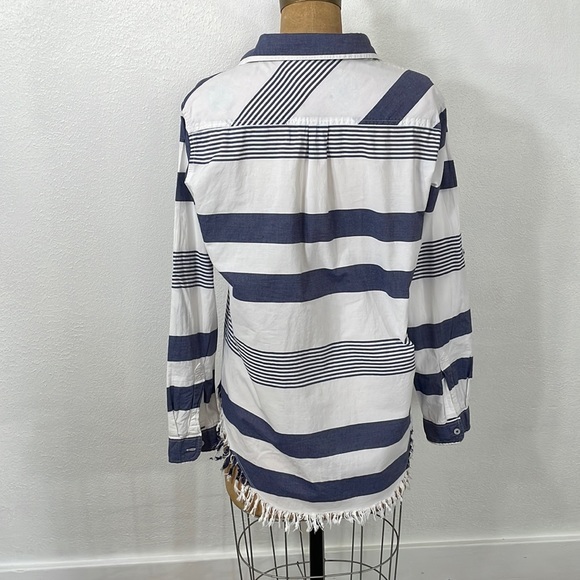 Tizzie | Tops | Tizzie Blue And White Striped Button Down Blouse With ...